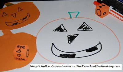 Roll a Jack-o-Lantern Game for Preschool and Kindergarten