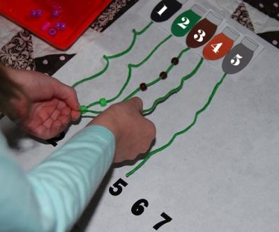 Christmas Lights Activities for Preschool: Pony Bead Counting Sticks ...
