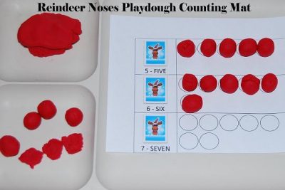 Reindeer Noses Playdough Math Mats for Preschool: 1-to-1 Correspondence ...