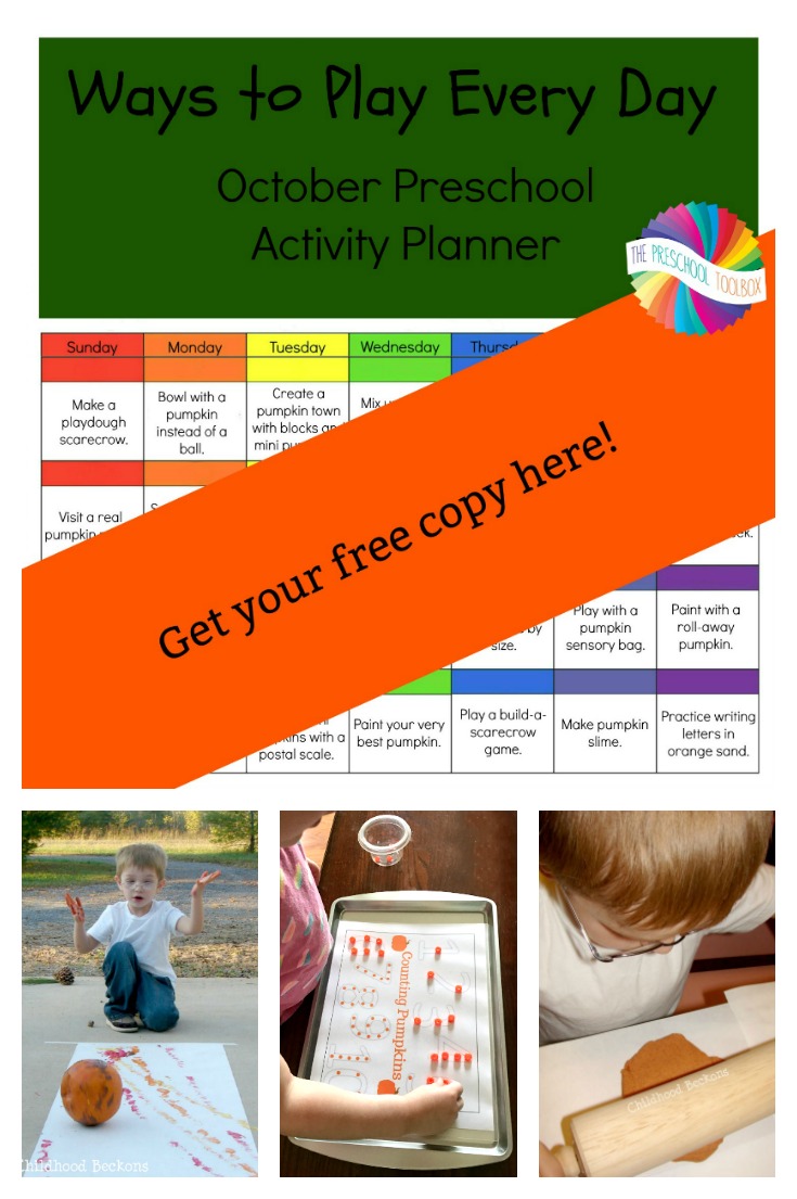 Ways to Play Every Day in October: Preschool Pumpkins Activity Calendar ...